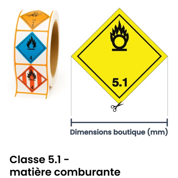 Étiquette ADR Matière comburante 5.1 | Rouleau conforme